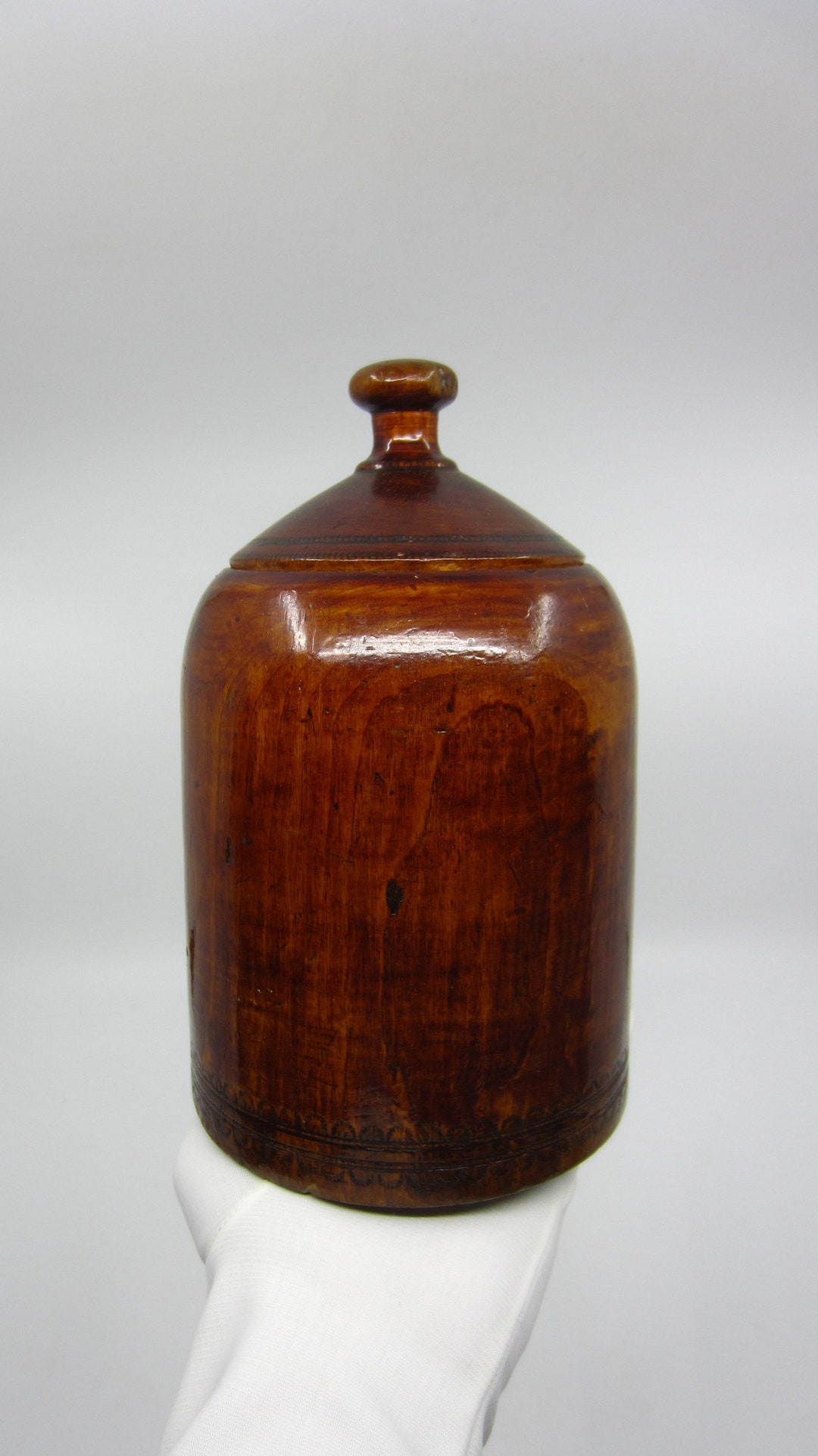 Antique Swedish or Norwegian Large Wooden Jar With Lid / Tobacco Jar ...