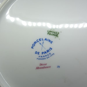Vintage French Porcelaine De Paris Limoges Abondance Plate Peach Decor ...