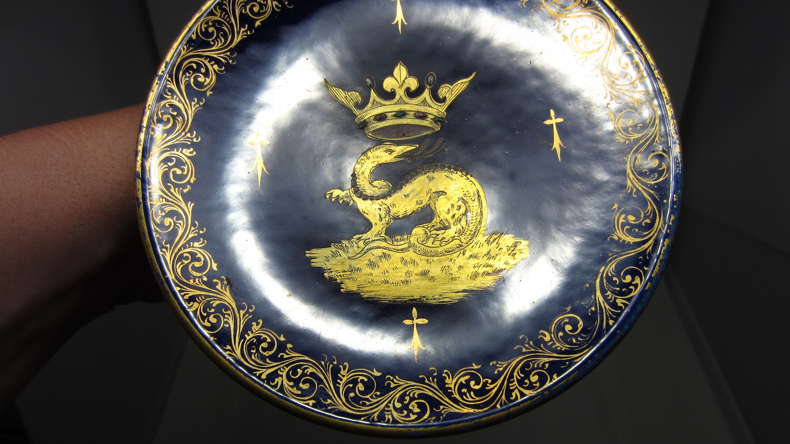 Antique French Gustave Asch Tours Cobalt Blue Tazza / Vase Hand Painted ...