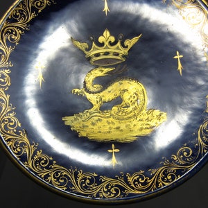 Antique French Gustave Asch Tours Cobalt Blue Tazza / Vase Hand Painted ...