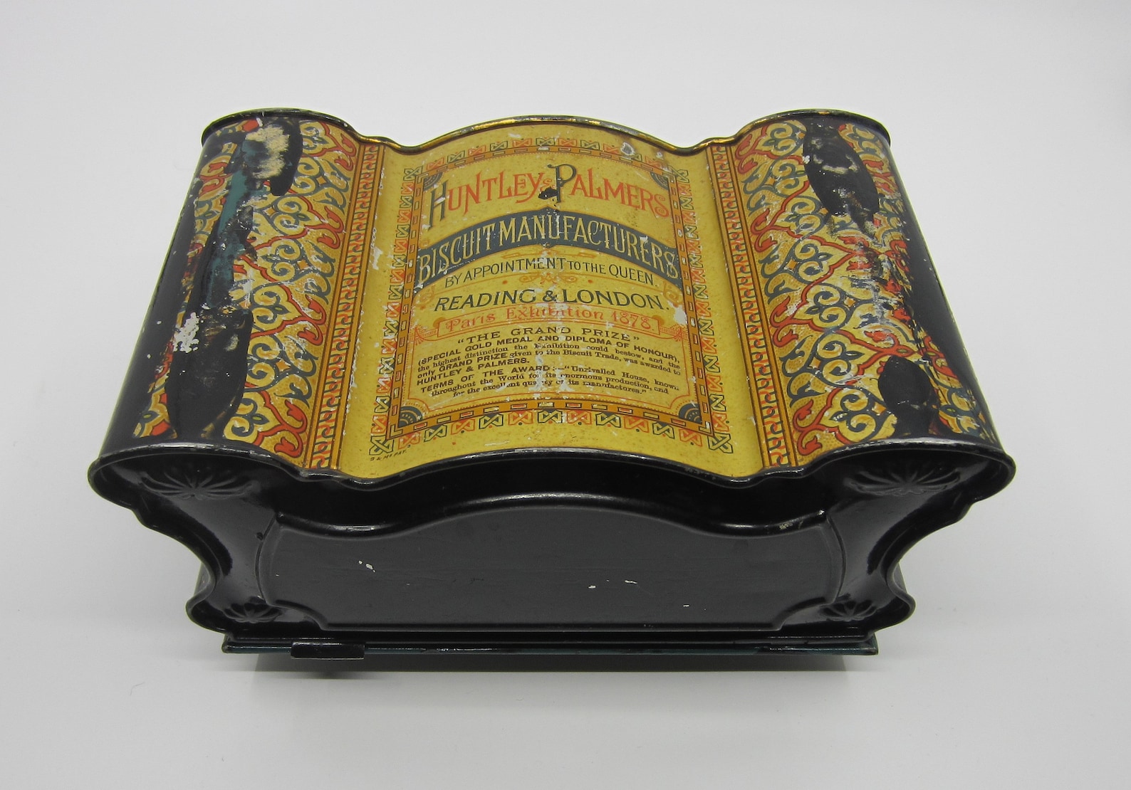 Antique British Huntley & Palmers Chest Shaped Biscuit Tin Box Charming ...