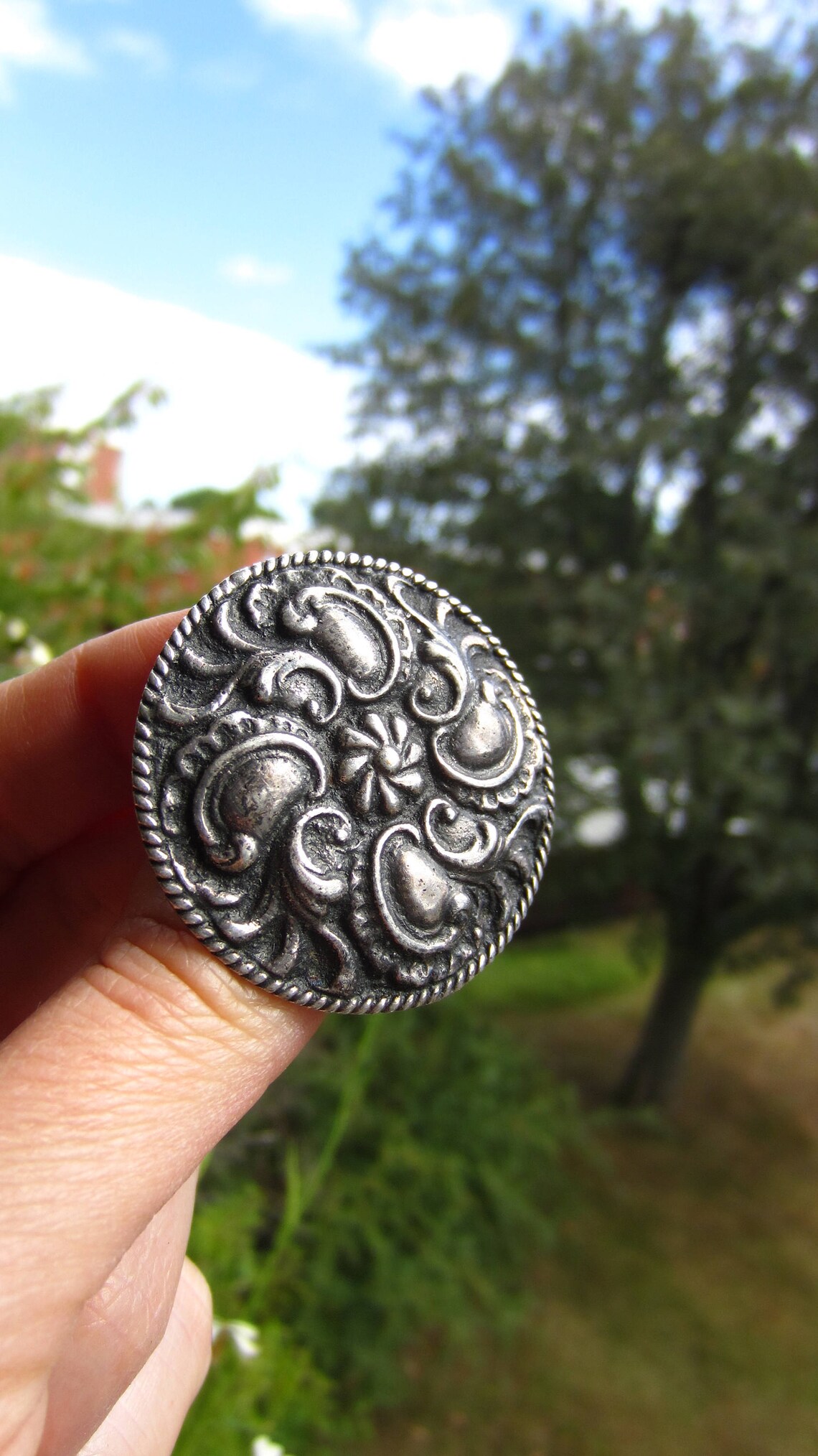 Decorative Vintage Swedish Large Heavy Brooch Unmarked Silver? Antique ...