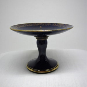 Antique French Gustave Asch Tours Cobalt Blue Tazza / Vase Hand Painted ...