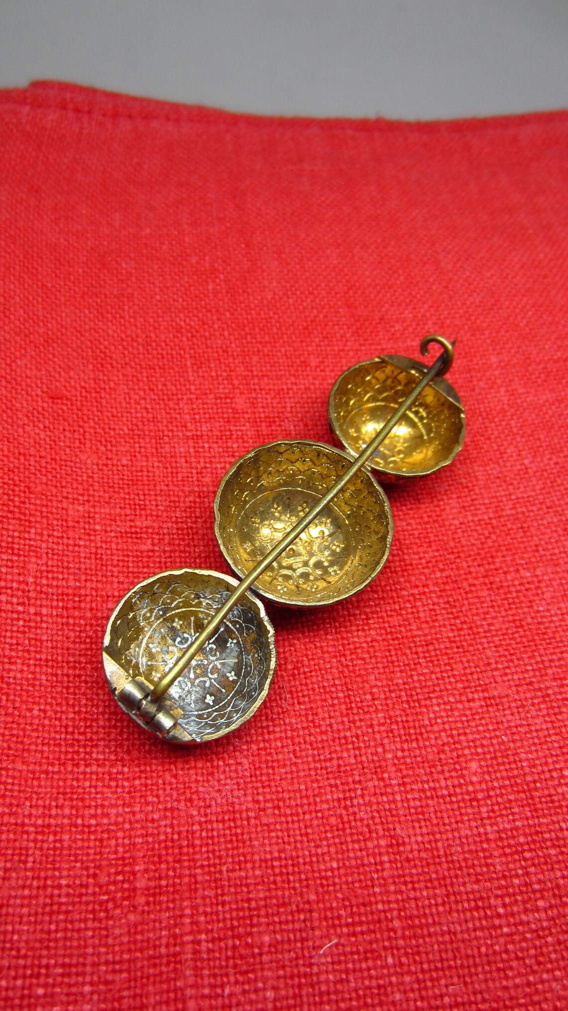 Antique Swedish Bronze Folk Costume Brooch of Three Globes Engraved ...