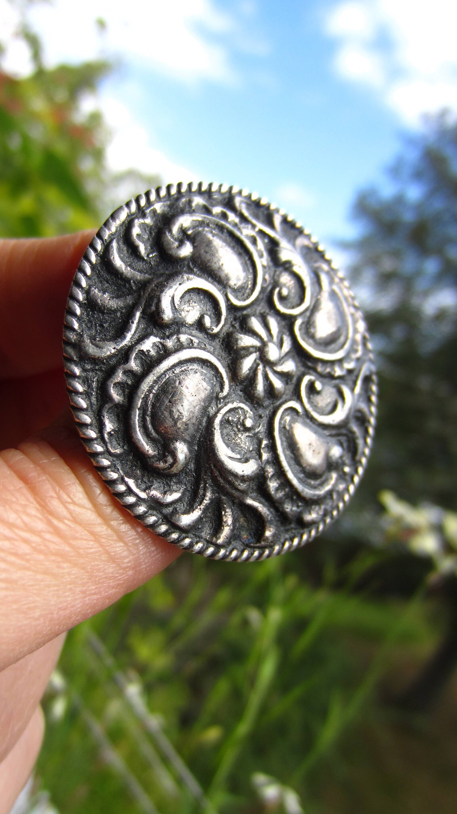 Decorative Vintage Swedish Large Heavy Brooch Unmarked Silver? Antique ...