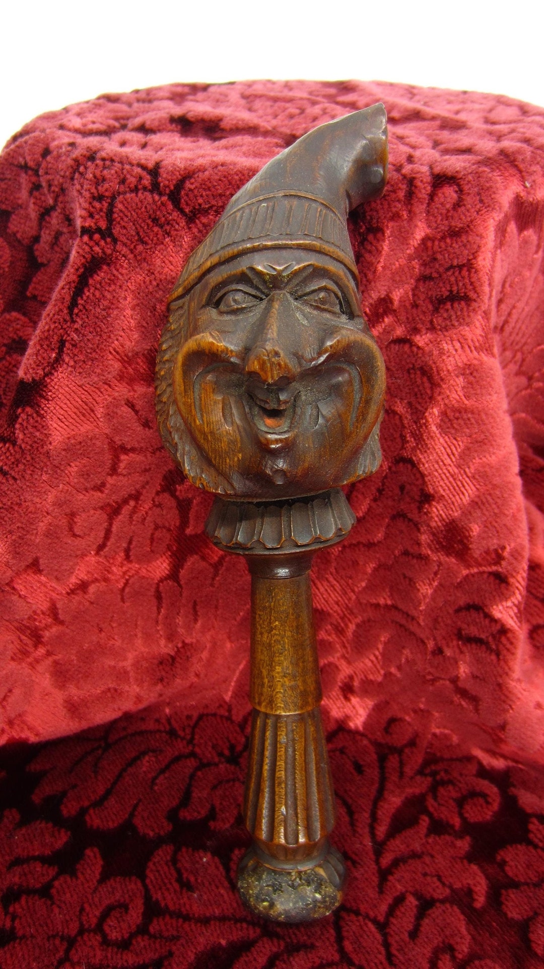 Antique French Hand Carved Screw Type Wooden Nut Cracker JESTER 1800s ...