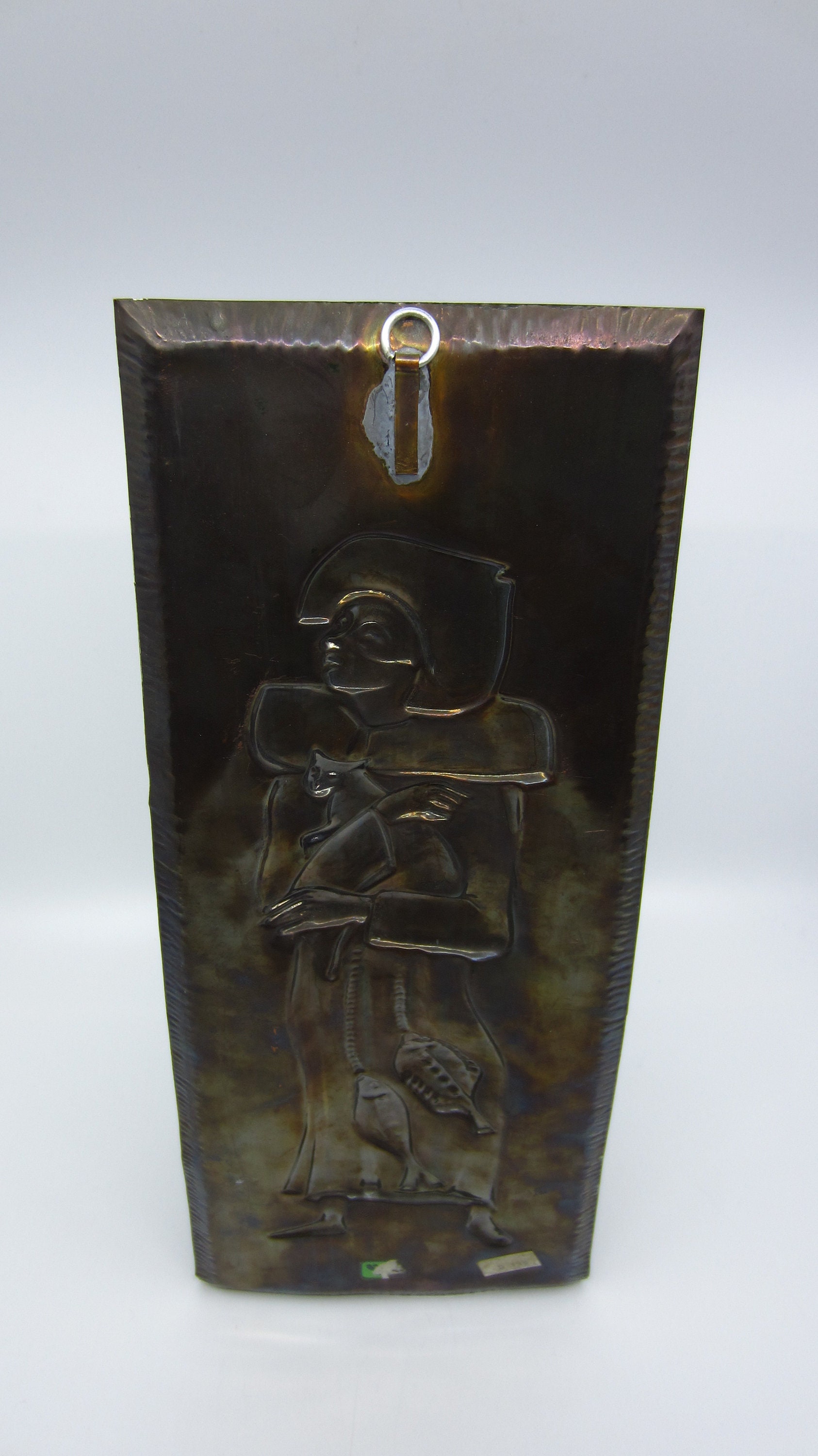 Stylish Mysterious Vintage Copper Wall Plaque Pierrot Holding a Cat and ...