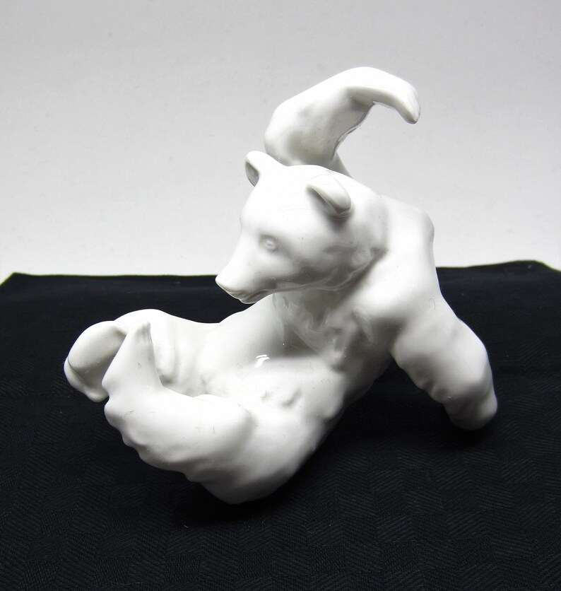 Vintage German KPM Berlin White Porcelain Playing Bear Figurine Germany ...