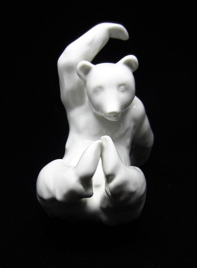 Vintage German KPM Berlin White Porcelain Playing Bear Figurine Germany ...