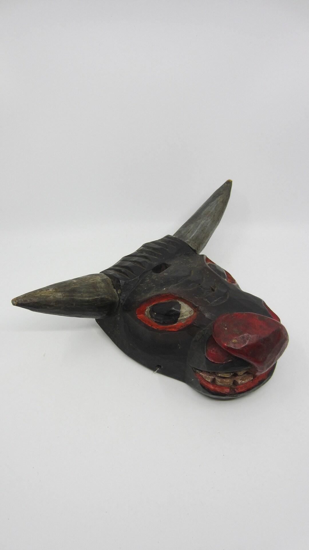 Vintage Guatemalan Hand Carved Wood Torito Dance Mask Ethnic Bull Head ...