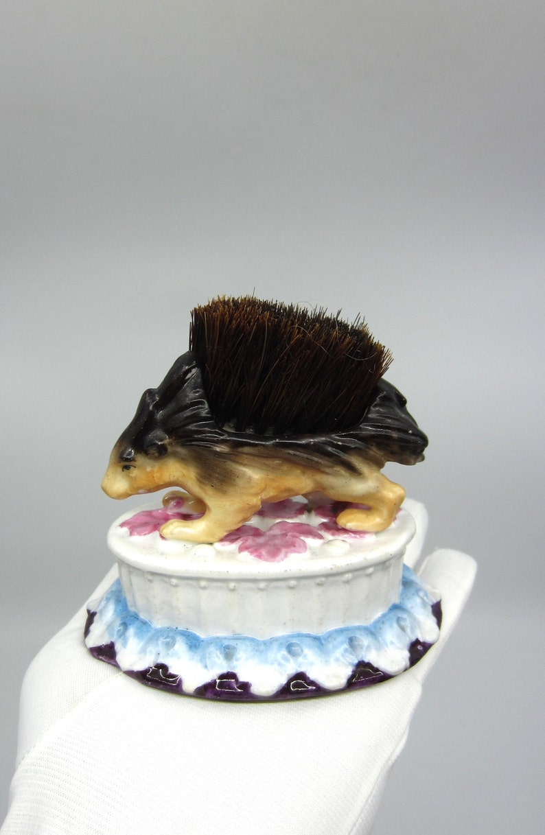 Antique Hand Painted Porcelain Porcupine Figurine With a Small Handmade ...