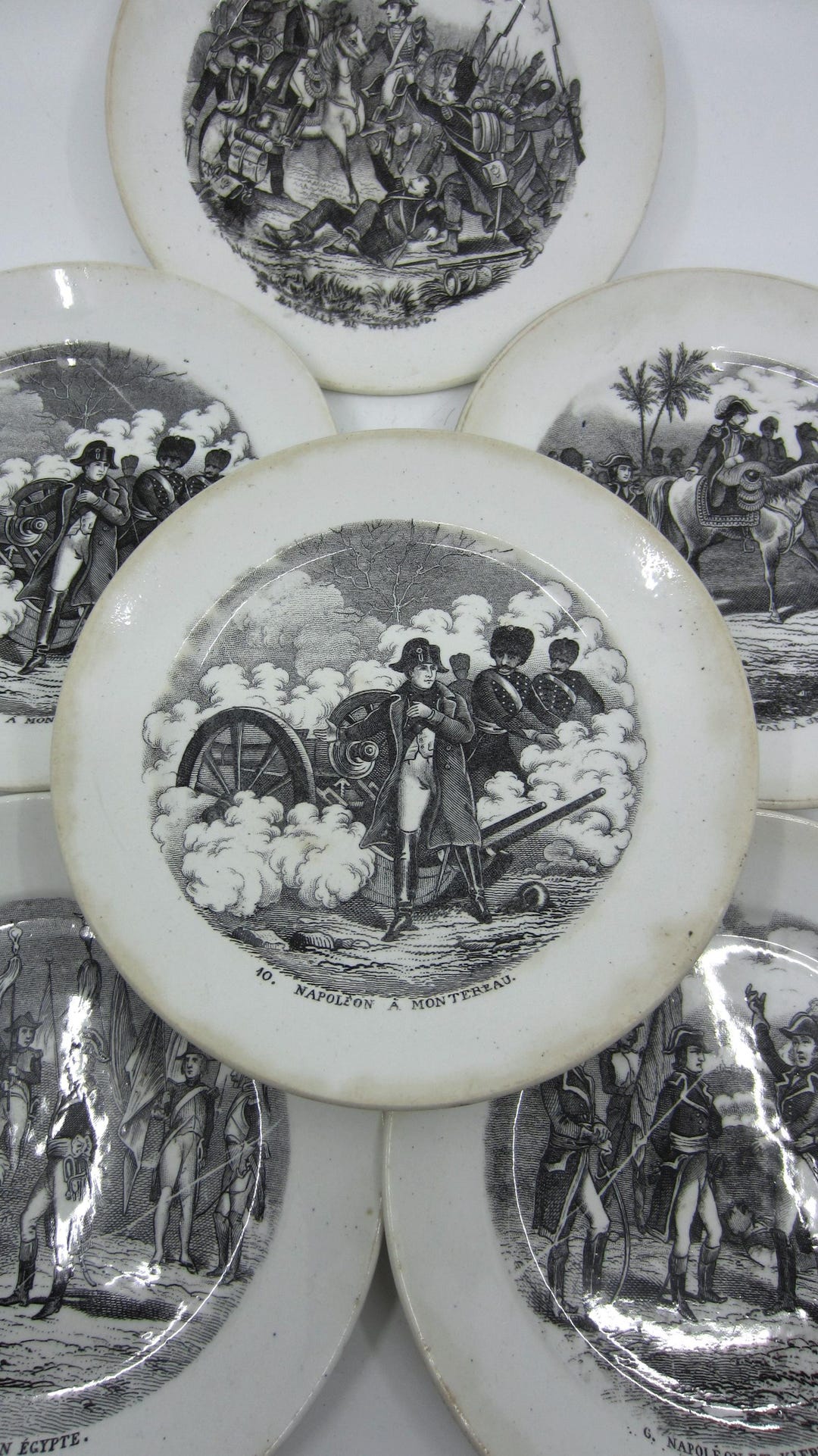 Set of Six Antique Dutch Napoleon Theme Plates / Dishes by Société ...