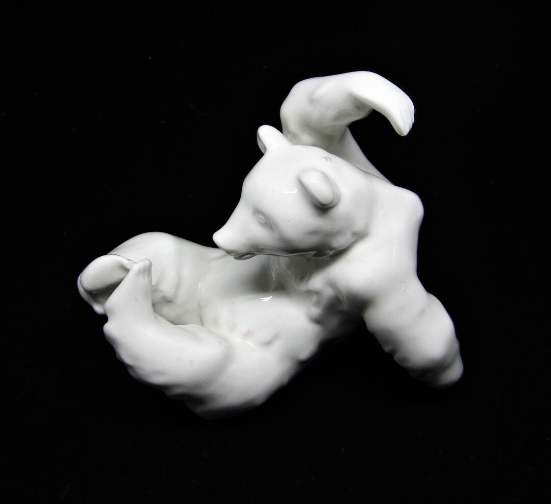 Vintage German KPM Berlin White Porcelain Playing Bear Figurine Germany ...