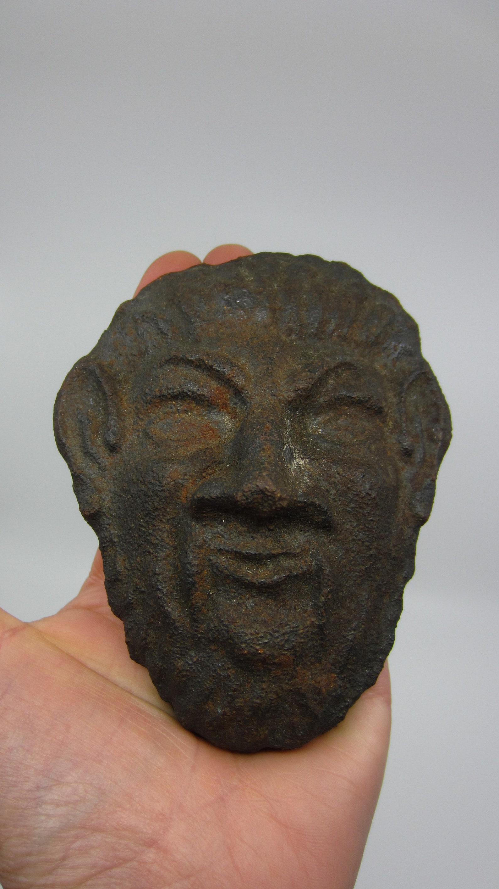 Antique cast iron mascaron Satyr Pan Faun Bearded face in | Etsy