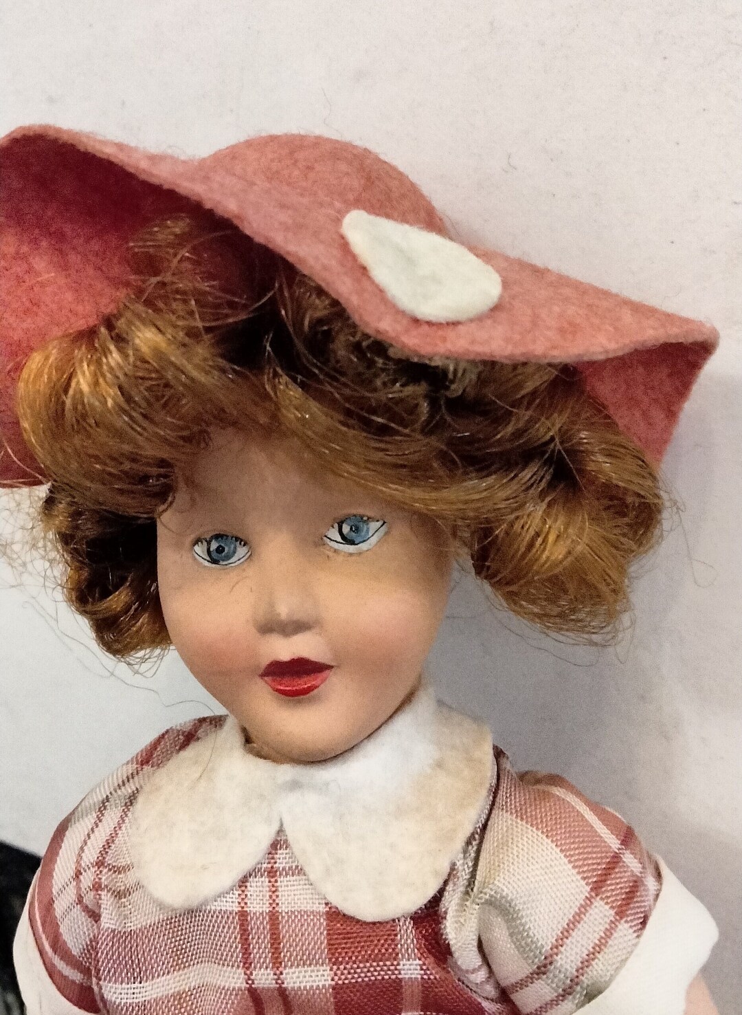 Girl in Red Plaid Dress by Gégé of France - Etsy