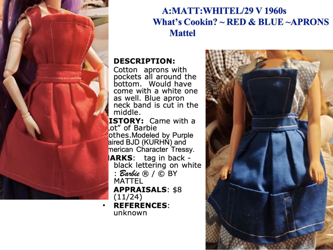 Barbie What’s Cookin? RED & BLUE APRONS Mattel Tagged - Etsy
