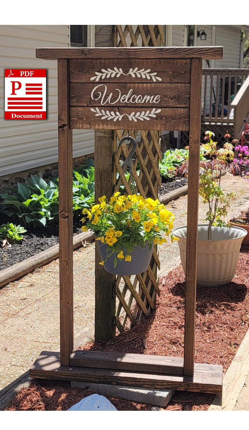 Hanging Basket Welcome Stand PDF File - Etsy