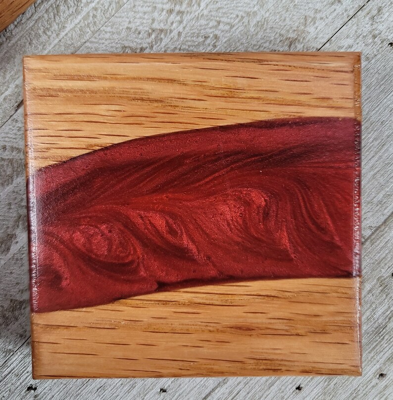 Reclaimed Wood and Epoxy Coasters, Red Oak, Set of 5 - Etsy