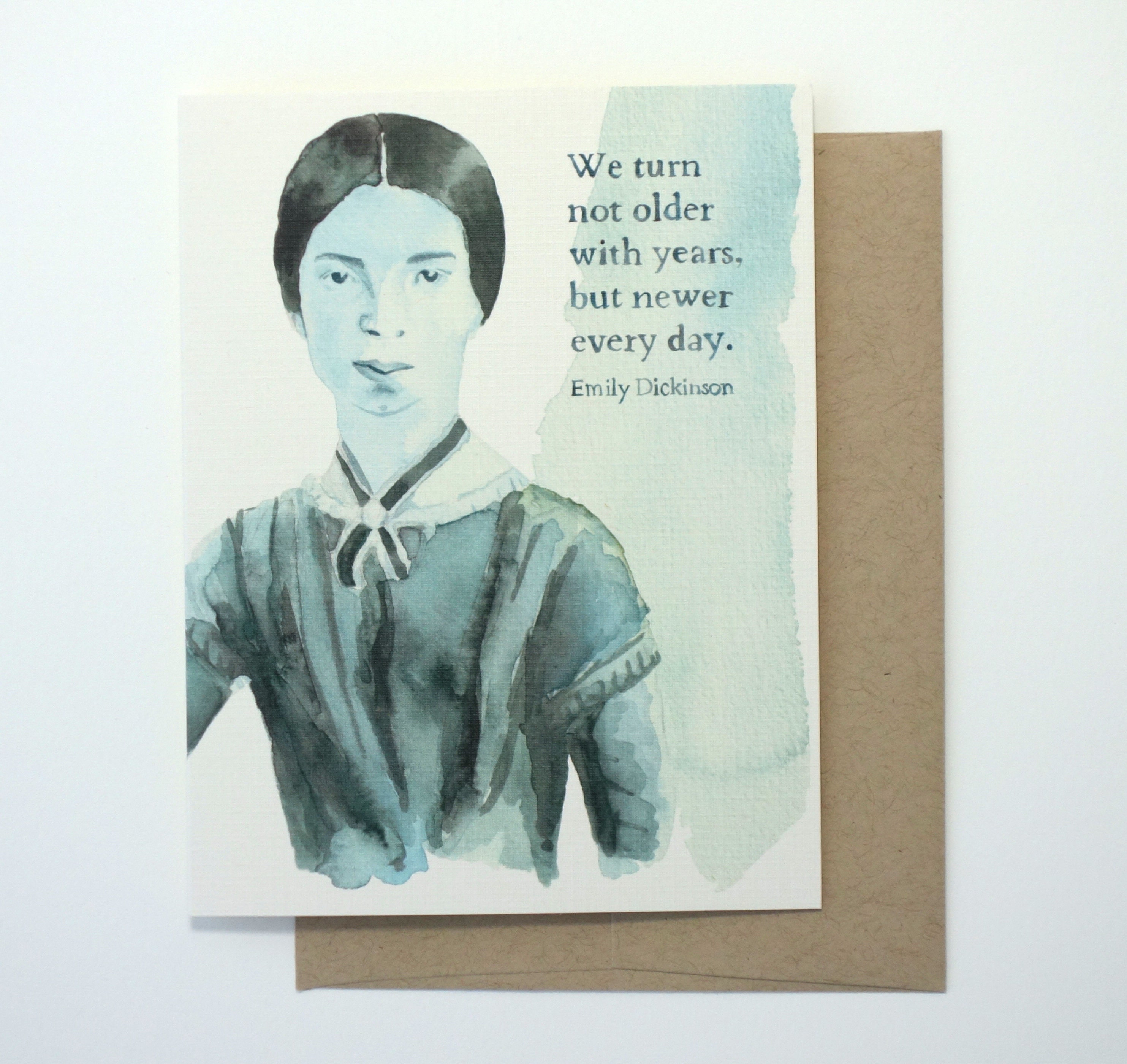 Emily Dickinson Birthday Card, Literary Birthday Card, Watercolor ...