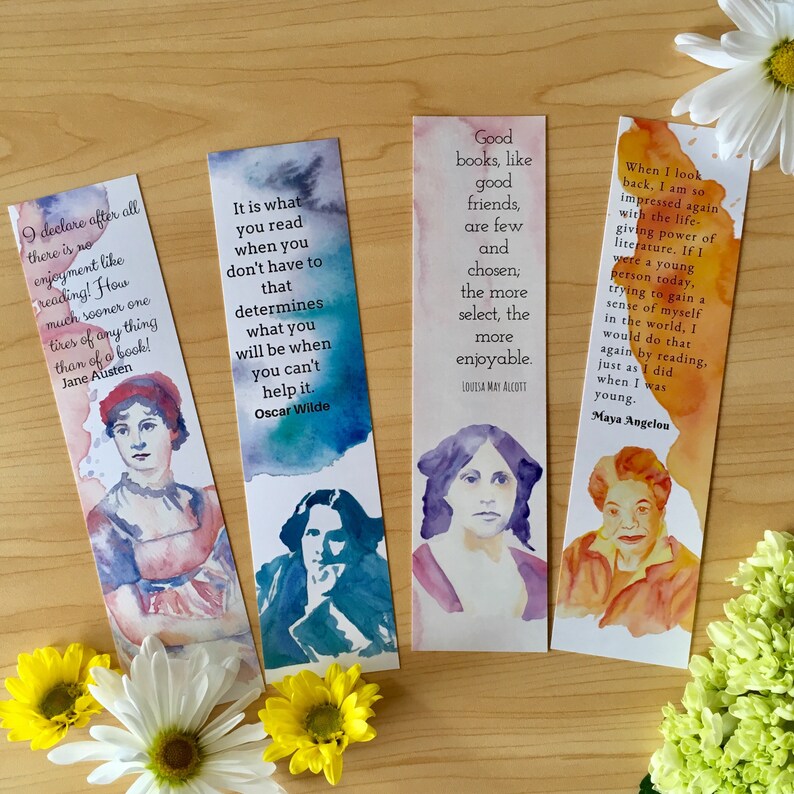 Set of 4 Literary Bookmarks: Jane Austen Maya Angelou Louisa - Etsy UK