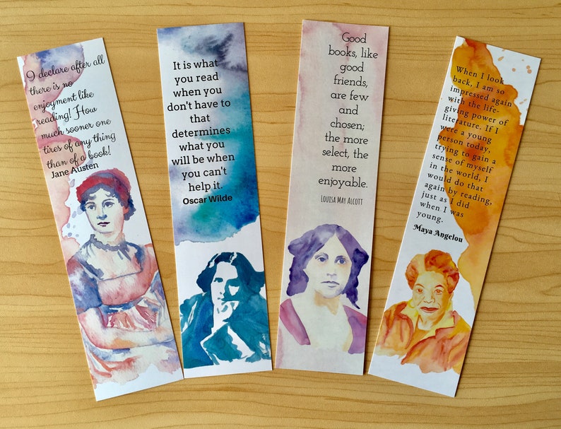 Set of 4 Literary Bookmarks: Jane Austen Maya Angelou Louisa - Etsy UK