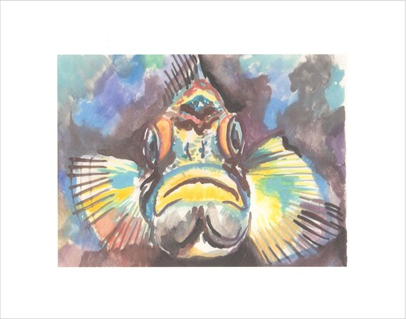 Grumpy Fish Print - Etsy