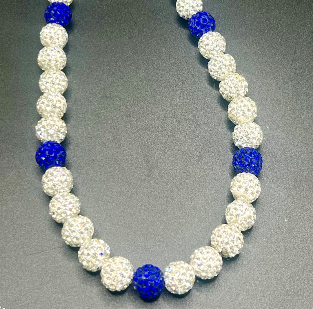 Baseball Rhinestone Necklace White WITH Blue Necklace Bryce Harper ...