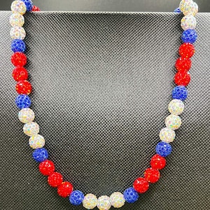 Baseball Rhinestone Necklace: Red, White & Blue Bling - Etsy