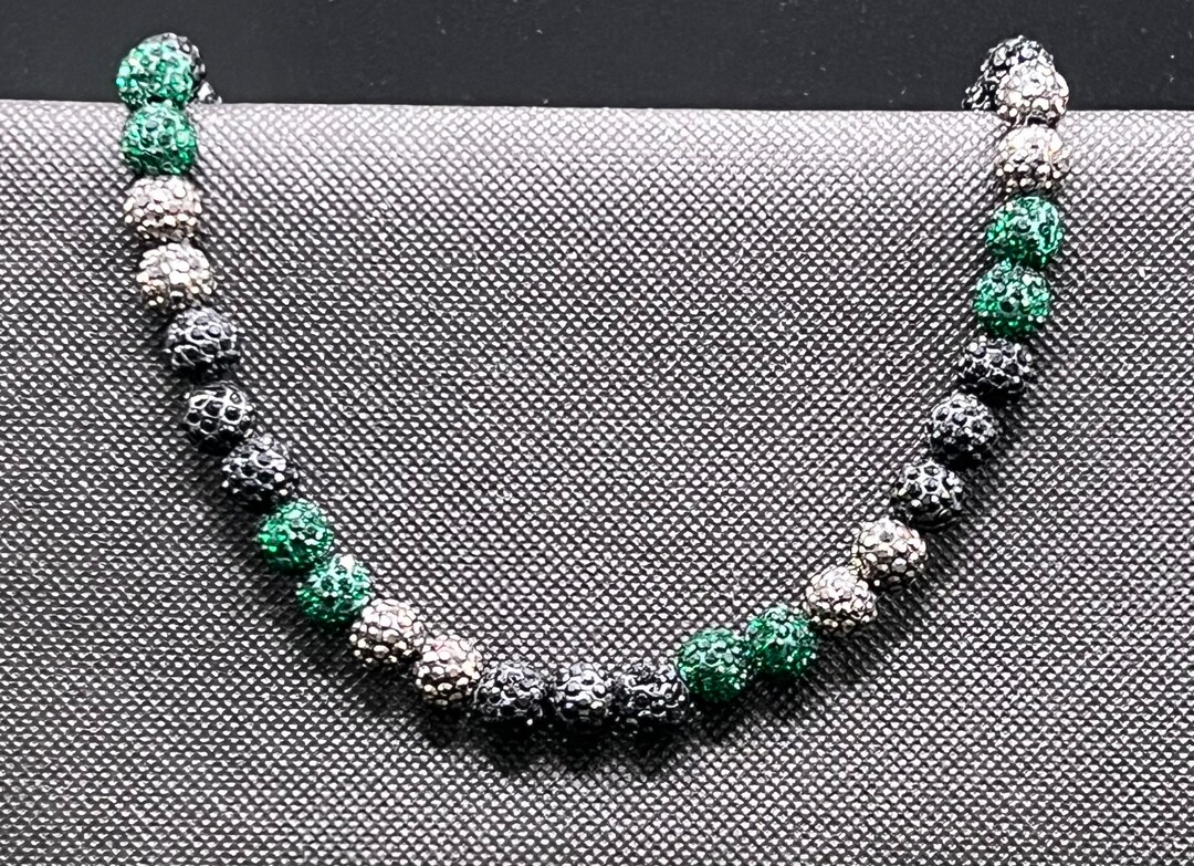 Rhinestone Necklace EAGLES Green, Black and Grey Eagles Inspired Bling Necklace Baseball ...