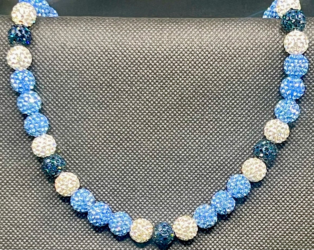 Baseball Rhinestone Necklace - Bling Necklace- Drip- Carolina Blue ...