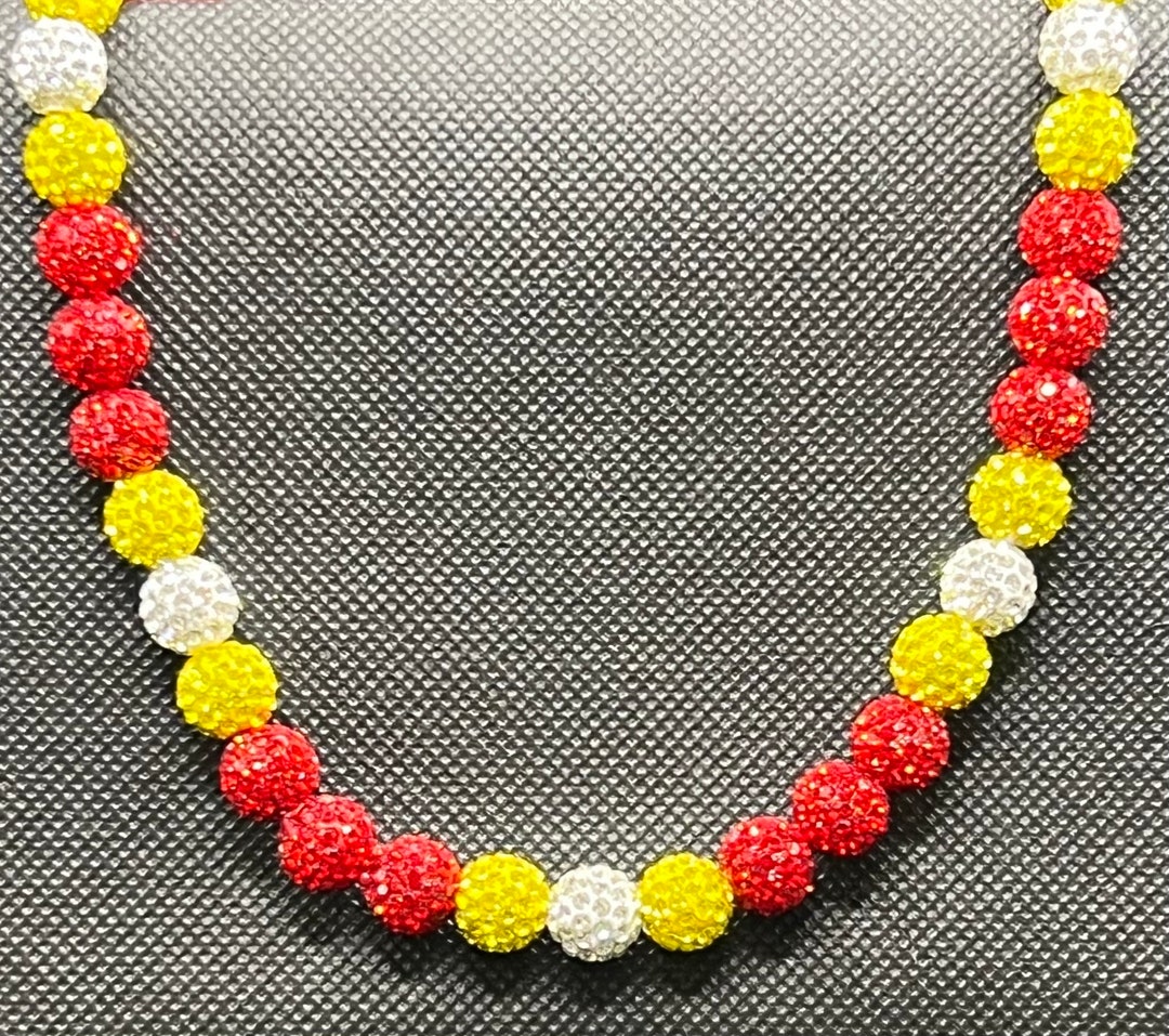 Rhinestone Necklace - Red and Yellow- Chiefs Inspired- Bling Necklace ...