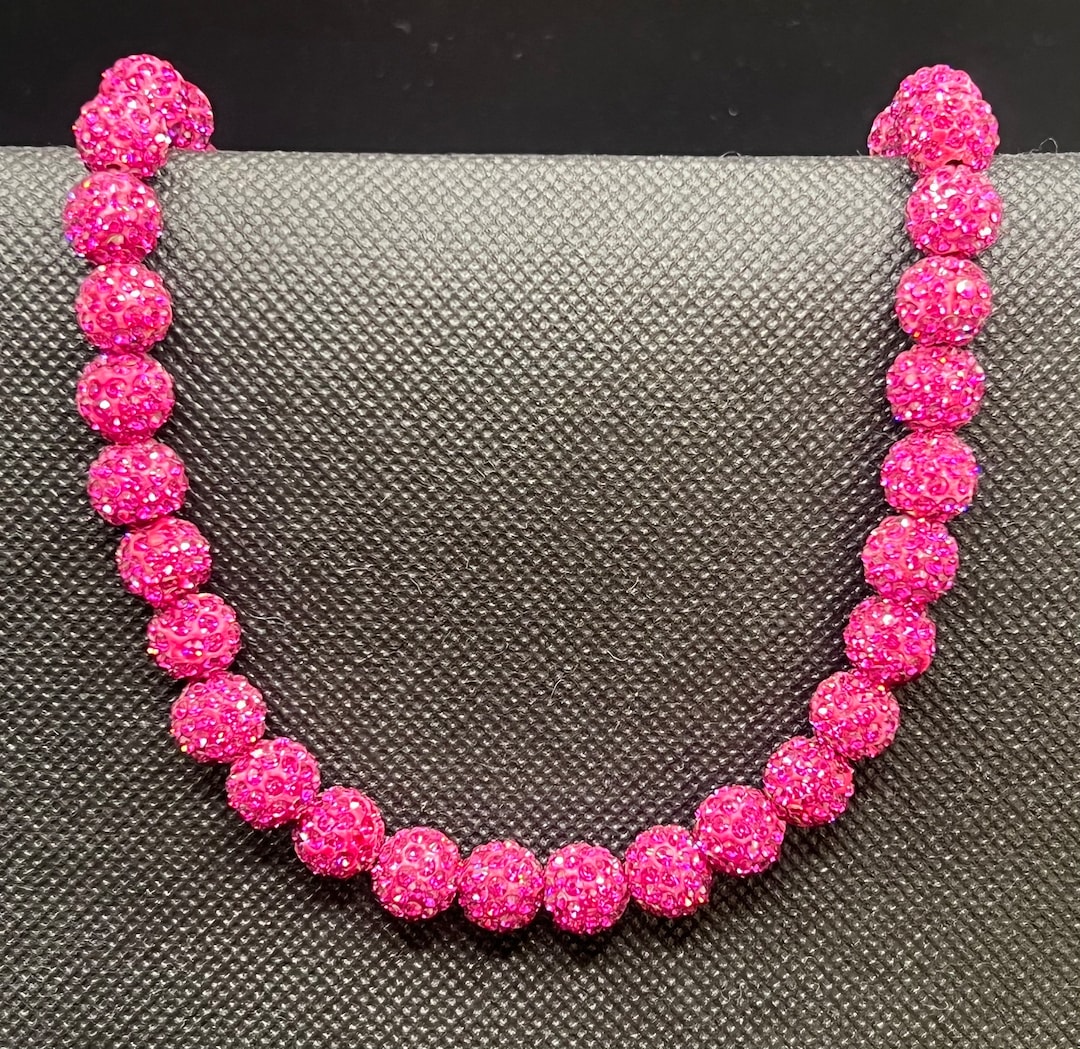 Solid Bling Baseball Necklace Magenta Hot Pink Drip Bling Drip Necklace ...