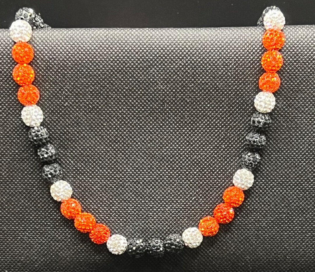 Baseball Rhinestone Necklace - Orange and Black- Orioles Inspires ...