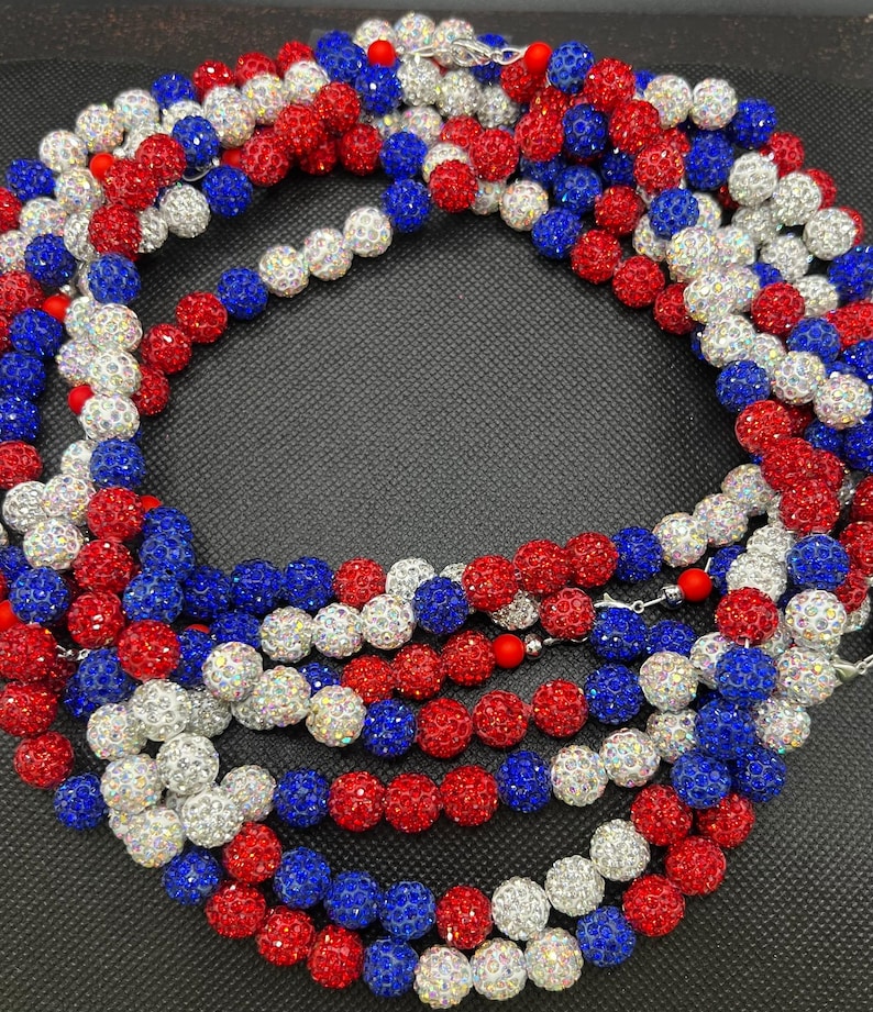 Baseball Rhinestone Necklace: Red, White & Blue Bling - Etsy