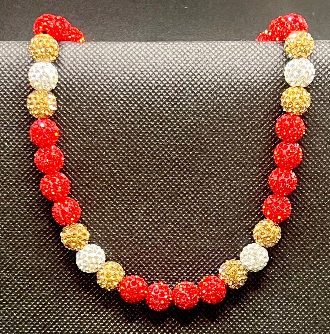 Rhinestone Necklace - Red and Gold- San Francisco 49ers Colors ...