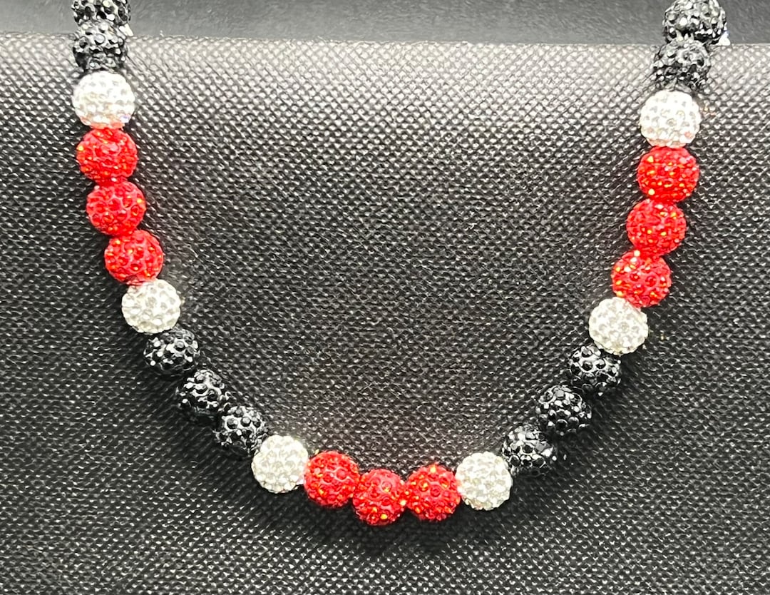 Baseball Rhinestone Necklace - Red - Black Georgia Bulldogs Style ...
