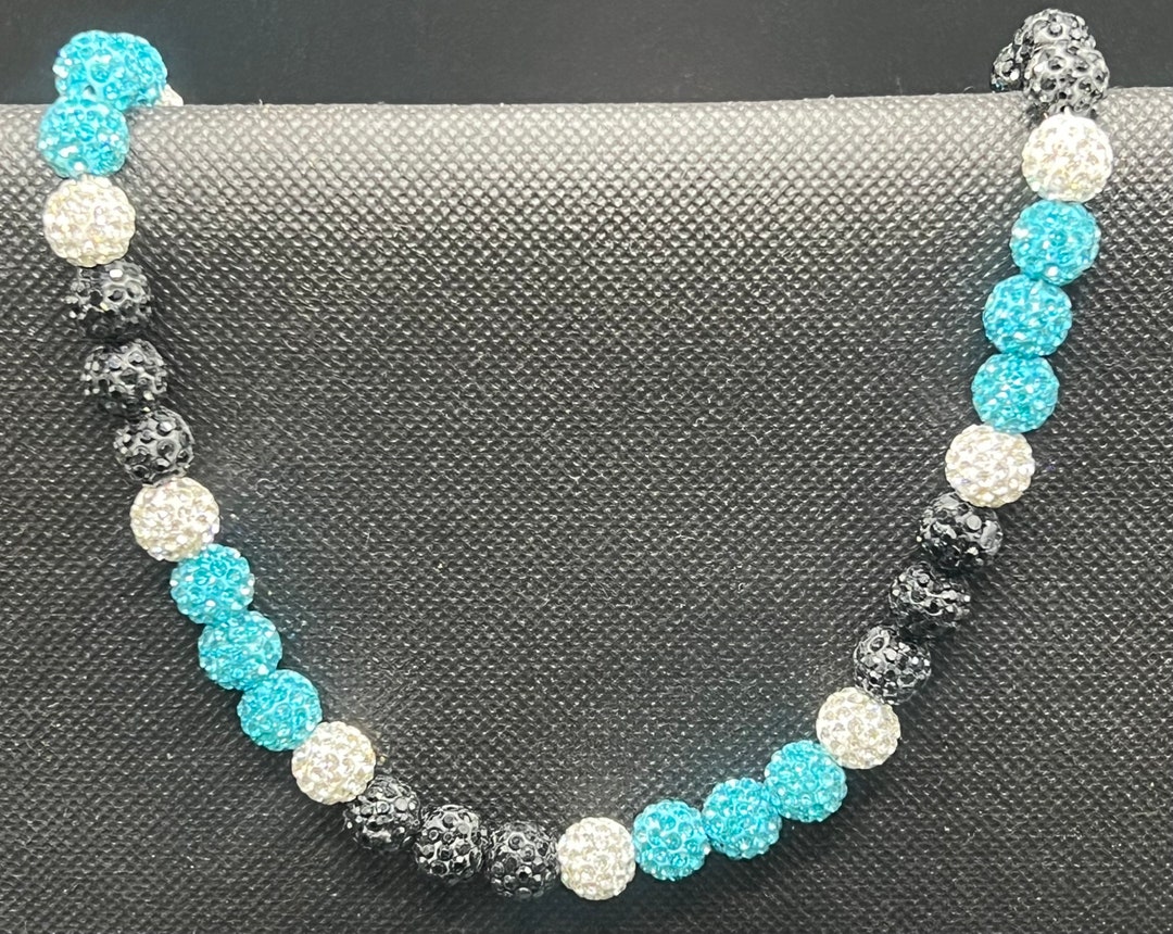 Baseball Rhinestone Necklace - Black and Teal- Inspired- Bling Necklace ...
