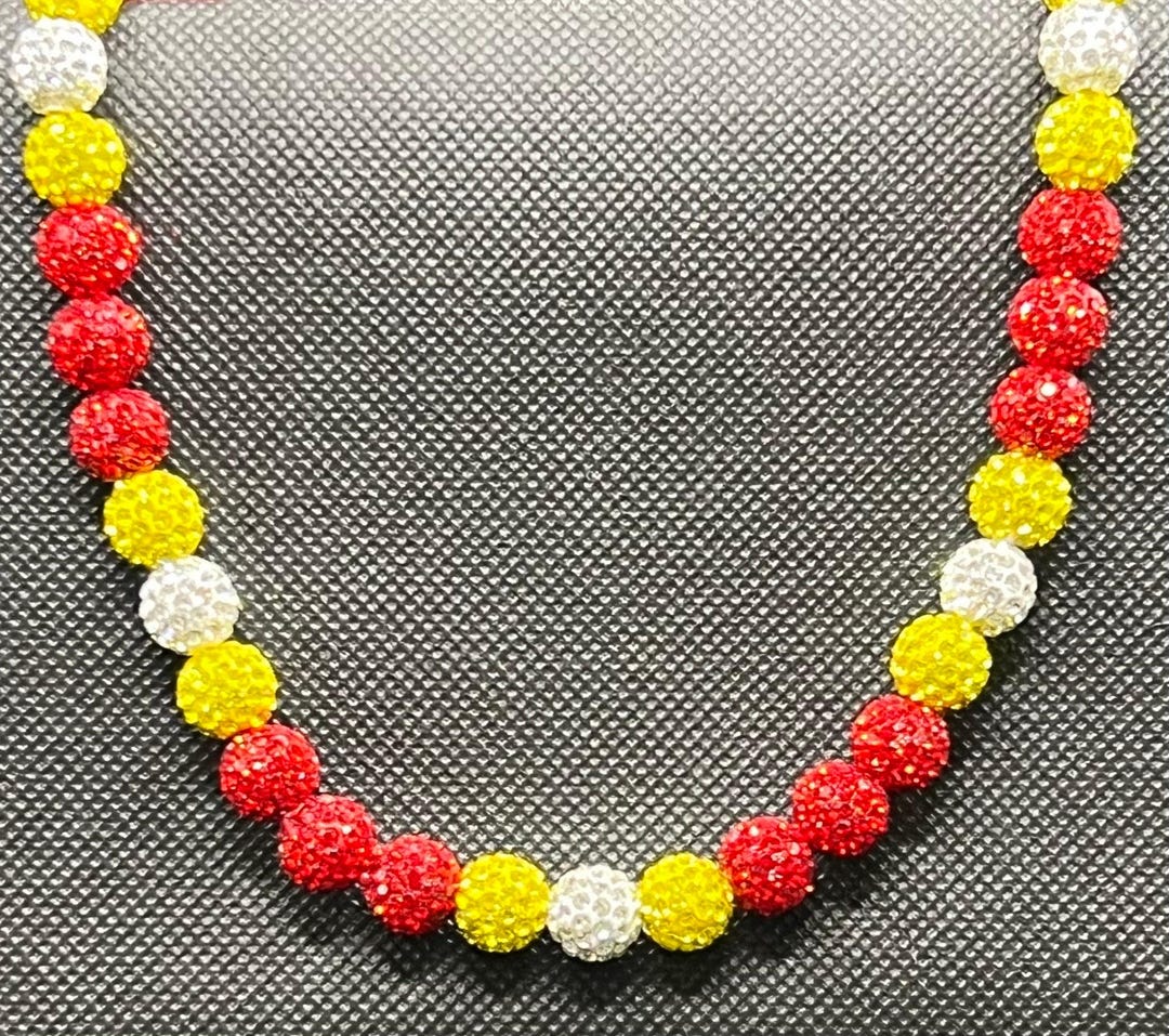 Rhinestone Necklace - Red and Yellow- Chiefs Inspired- Bling Necklace ...