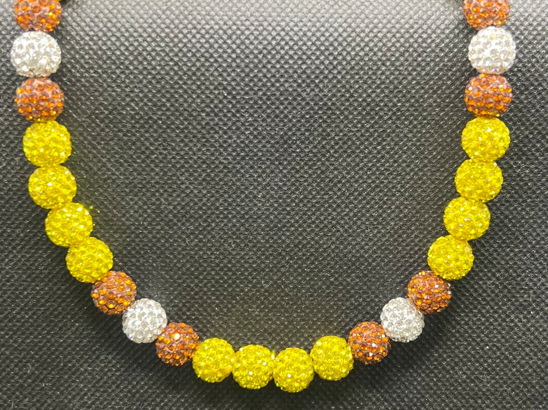 Baseball Rhinestone Necklace - Padres Inspired- Yellow- Brown Drip ...