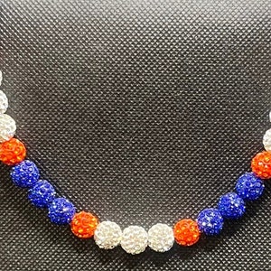 Baseball Rhinestone Necklace - Blue and White With Orange- UF Gators ...