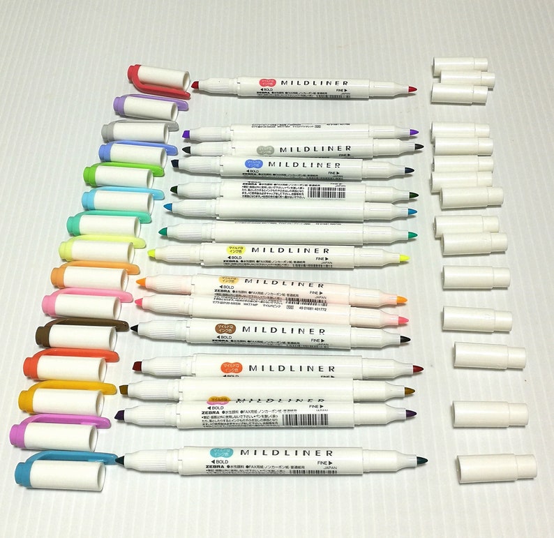 Zebra Mildliner Pen-15 Colors double side highlighter Marker | Etsy