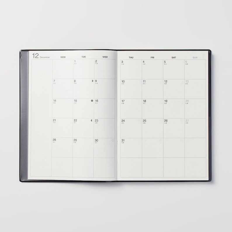 Muji Notebook Diary 2021 Monthly Weekly Start From Monday 2020 | Etsy