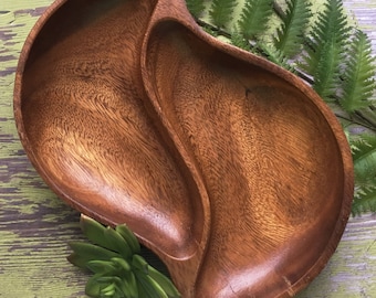 Monkey Pod Wood Clover Shape Pedestal Dish Bowl - Etsy