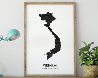 Vietnam Map Print Poster - Etsy