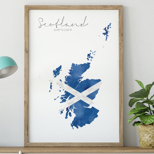 Scotland Watercolour Flag Map Digital Print - Etsy