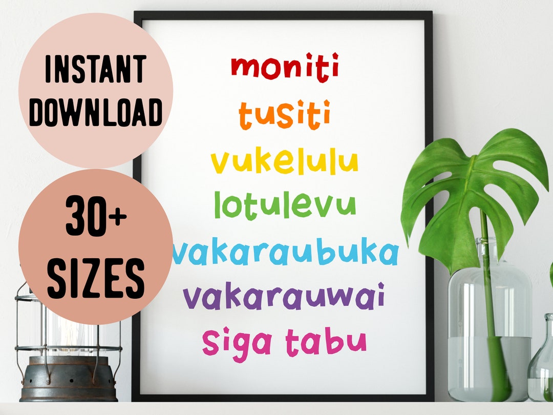 Fiji Days of the Week Digital Print // Fijian Language - Fiji Learning ...