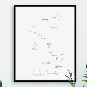 Cook Islands Map Portrait / Labelled Watercolour / Digital or Printed ...