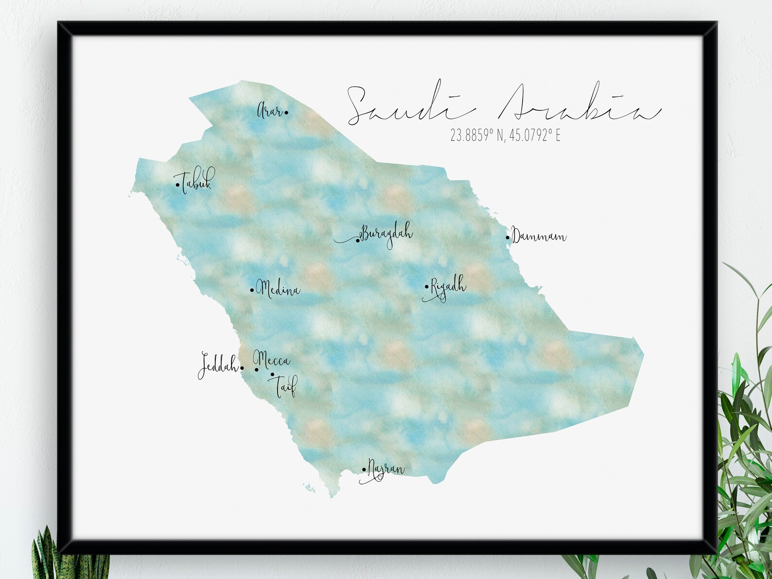 Saudi Arabia Map / Labelled Watercolour / Digital or Printed | Etsy
