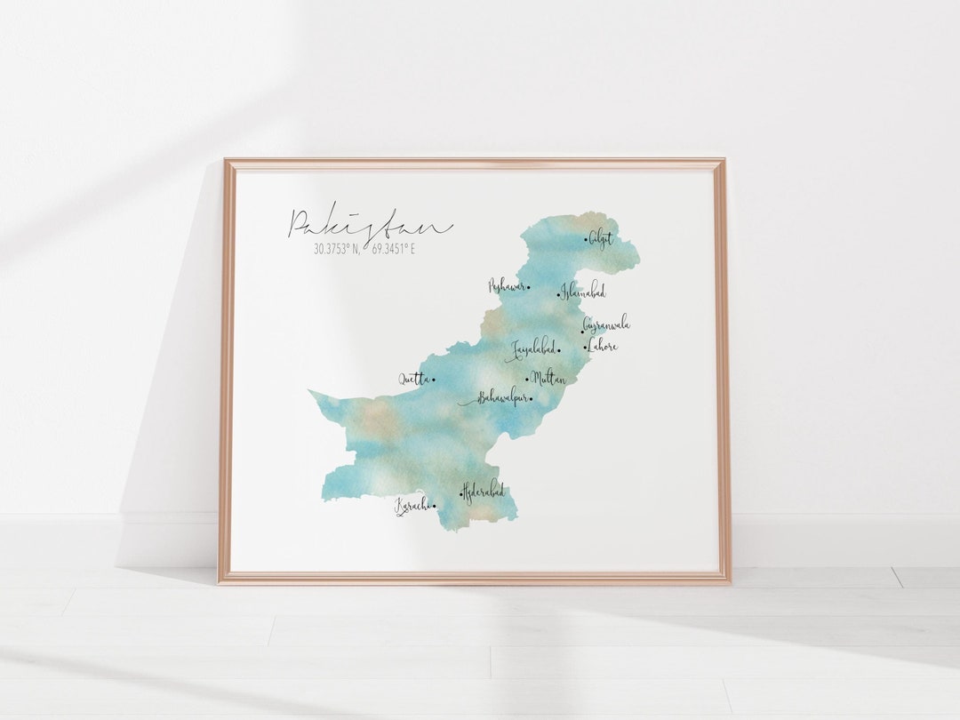 Pakistan Map / Labelled Watercolour / Digital or Printed Wall Art ...