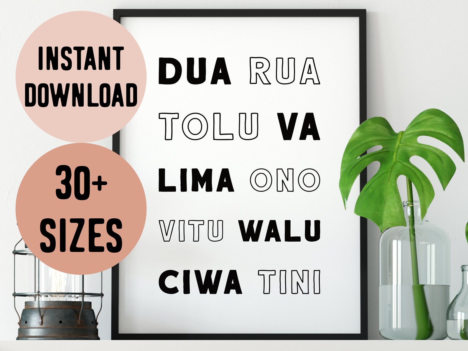 Fiji Number Words Digital Print // Fijian Language Fiji | Etsy